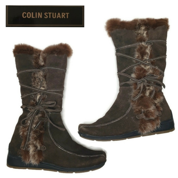 Colin Stuart | Shoes | Colin Stuart Fur And Suede Lace Up Boots Size 95 ...